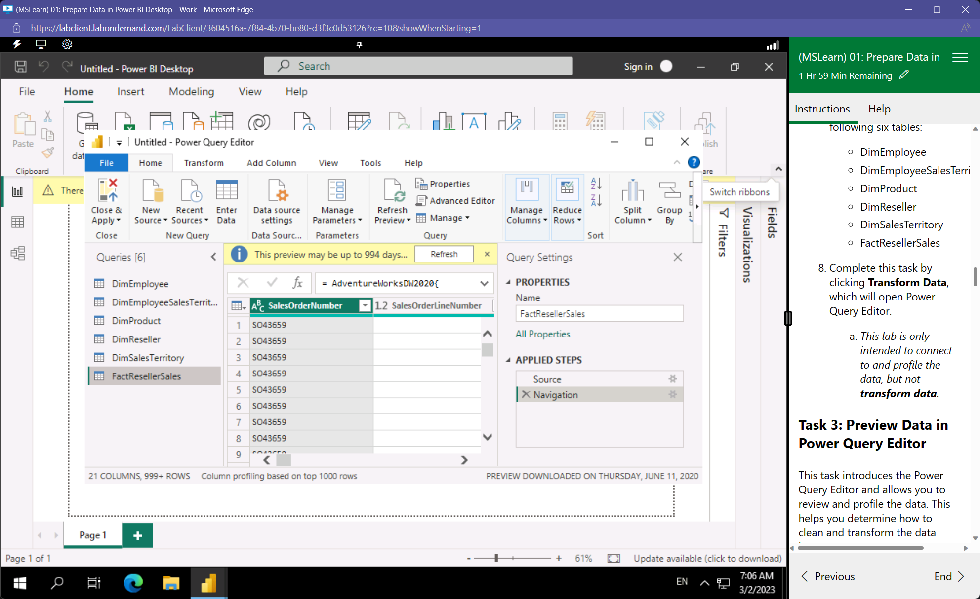 [BUG] (NON-Breaking) Lab 1: Open Power Query Editor · Issue #167 ...