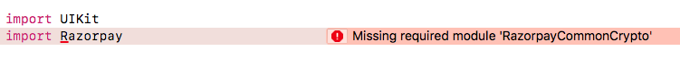 Xcode9.3 Error missing required module RazorpayCommonCrypto · Issue #11 · razorpay/razorpay-pod ...