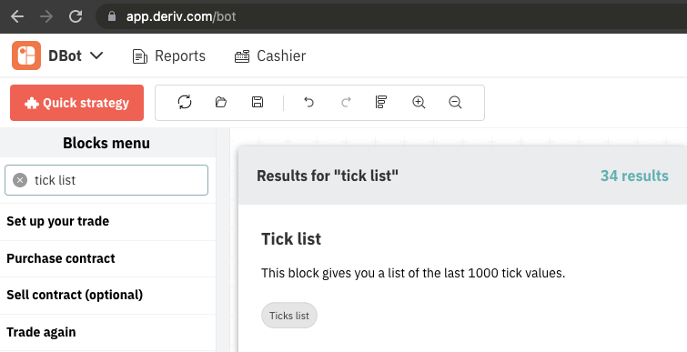 What Is Mean Of Tick List Block On Binary Bot · Issue 3520 · Binary 
