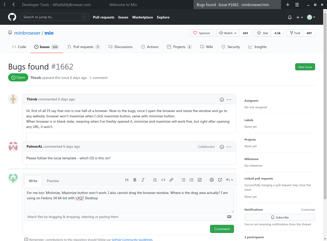 Minimize and maximize don't work · Issue #1662 · minbrowser/min · GitHub