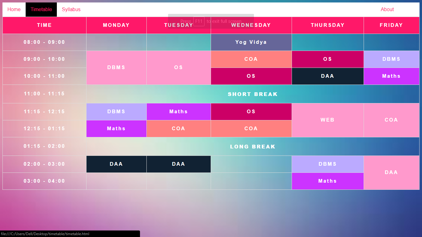 GitHub - rebmaryds/Timetable: Static Timetable and Syllabus ready reckoner
