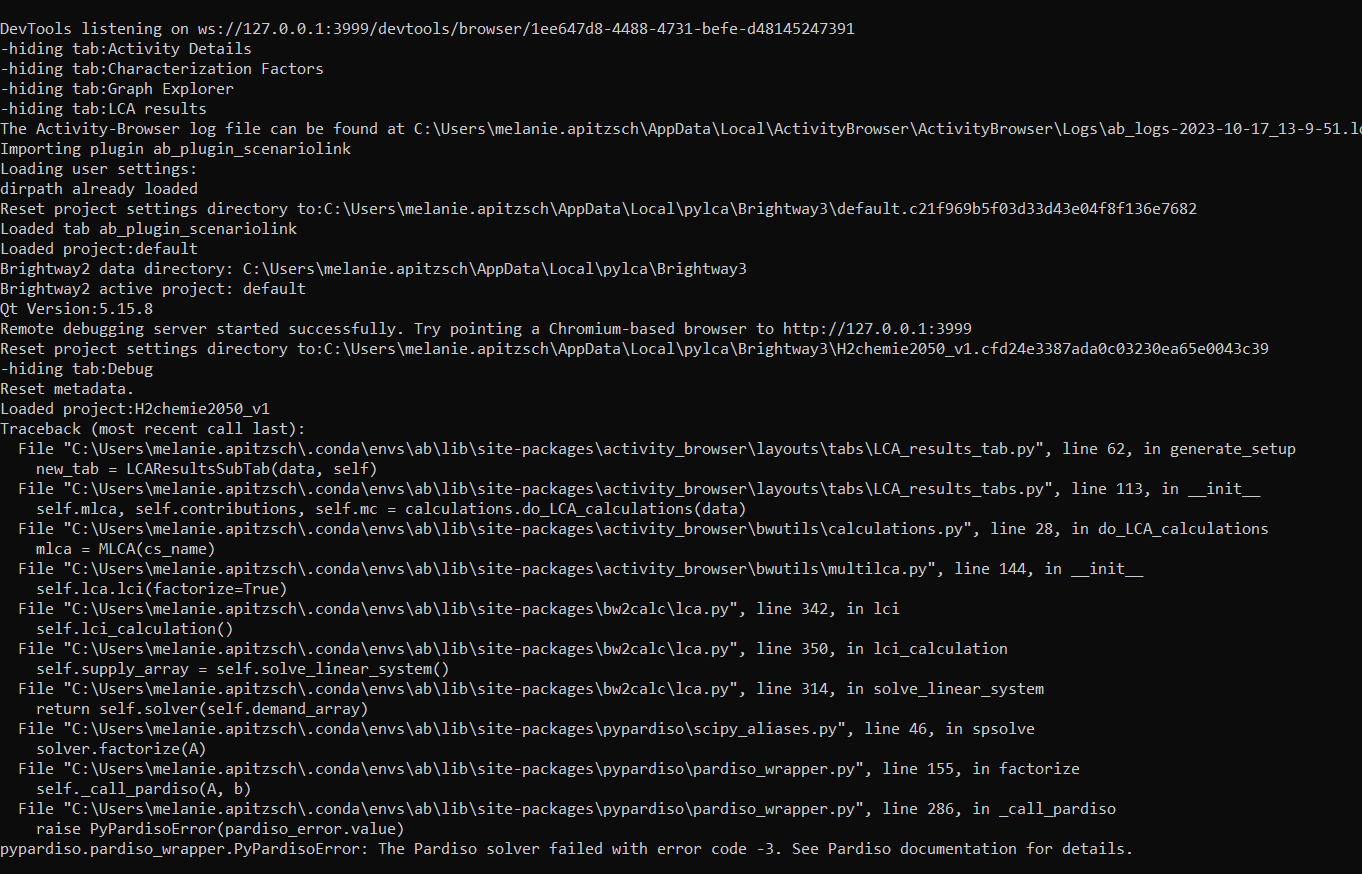 PyPardisoError - solver failed with error code -3 · Issue #1067 · LCA-ActivityBrowser/activity ...