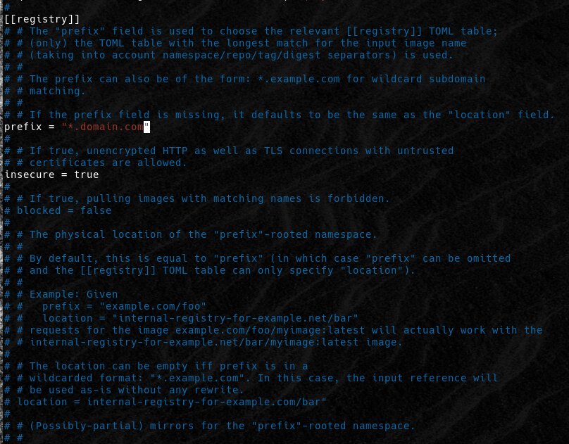 Enable insecure mode with SSL (via /etc/containers/registries.conf not working) · Issue #196 ...