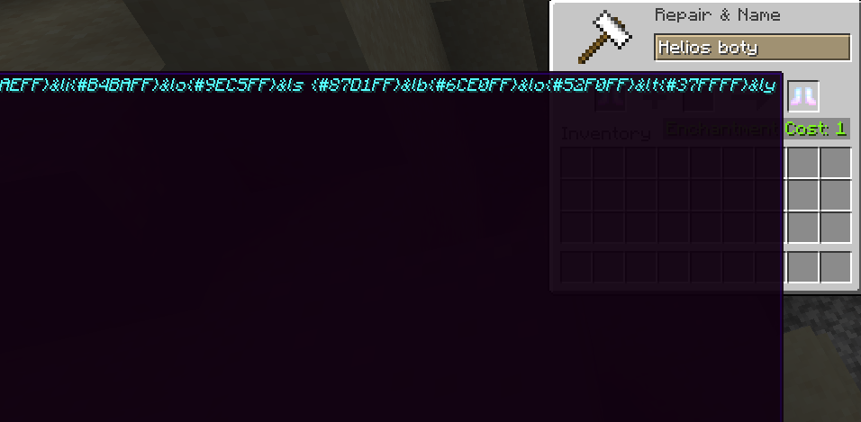Hex color gets removed from IA items when using anvil to rename/enchant ...