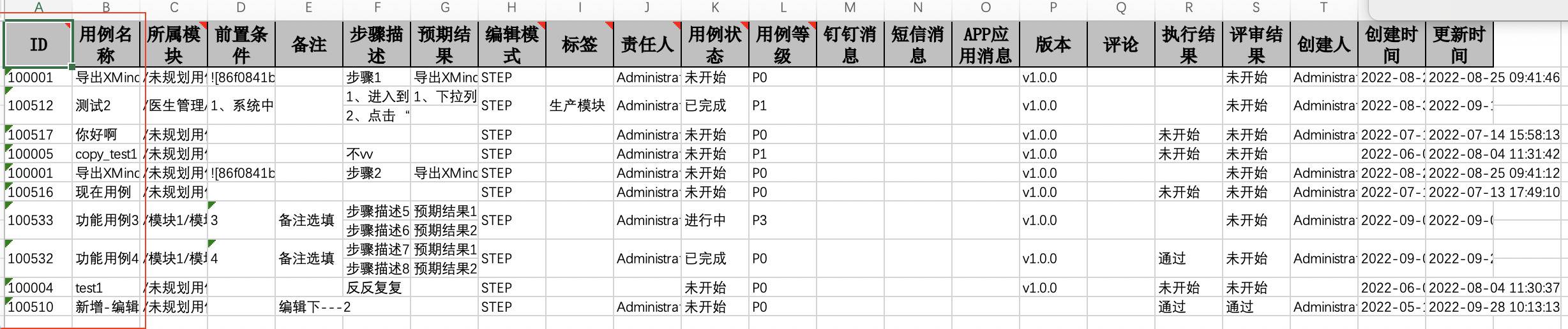 功能用例无法按照功能列表表头的排序导出Excel文件，且导出的Excel文件无法重新排序 · Issue #18726 ...