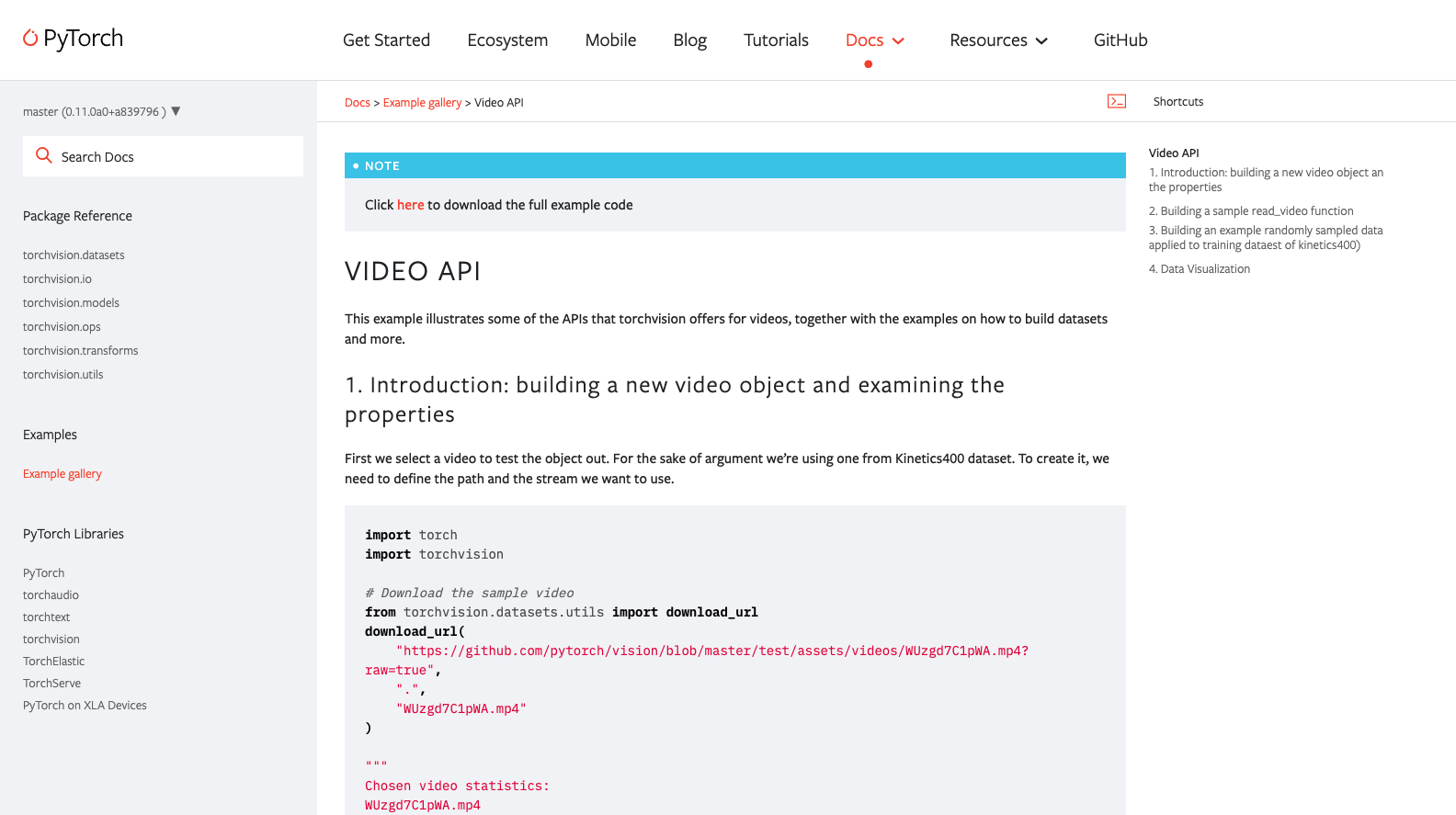 Port 'examples/python/video_api.ipynb' to gallery by sallysyw · Pull Request #4241 · pytorch ...