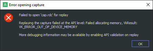 RenderDoc fails to open multiple Vulkan captures with out of device memory errors · Issue #3062 ...