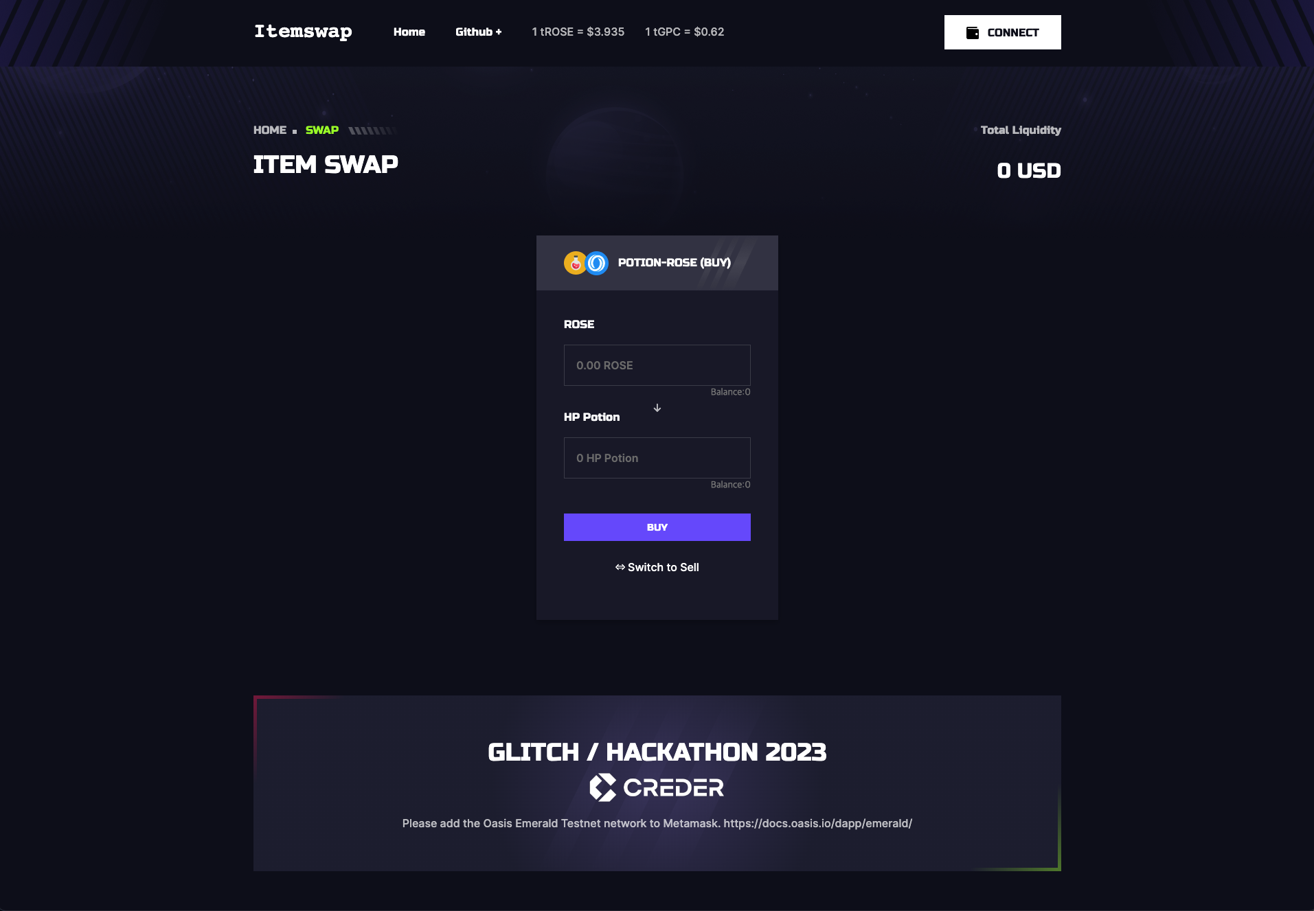 GitHub - CrederLabs/oasis-itemswap: This is the Oasis hackathon Itemswap project.