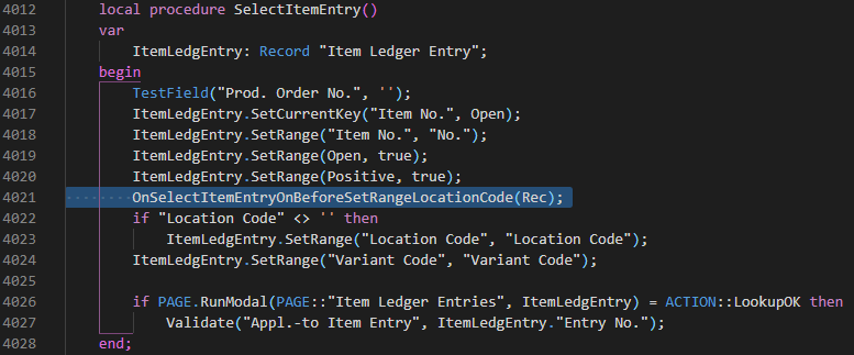 Event Request Table 39 Purchase Line Onselectitementryonbeforesetrangelocationcode · Issue