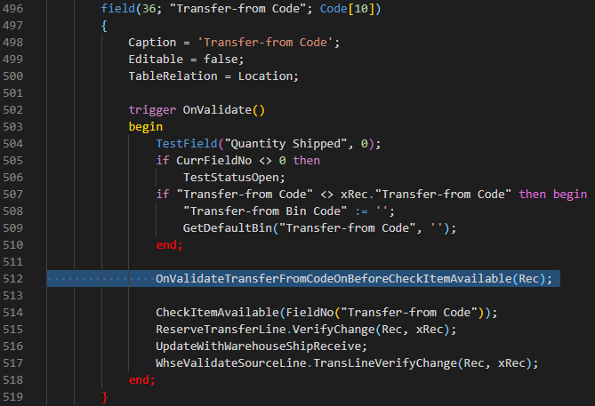 [Event Request] Table 5741 "Transfer Line ...