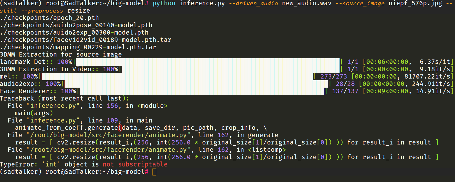 --preprocess resize 或 full 报错 · Issue #155 · OpenTalker/SadTalker · GitHub