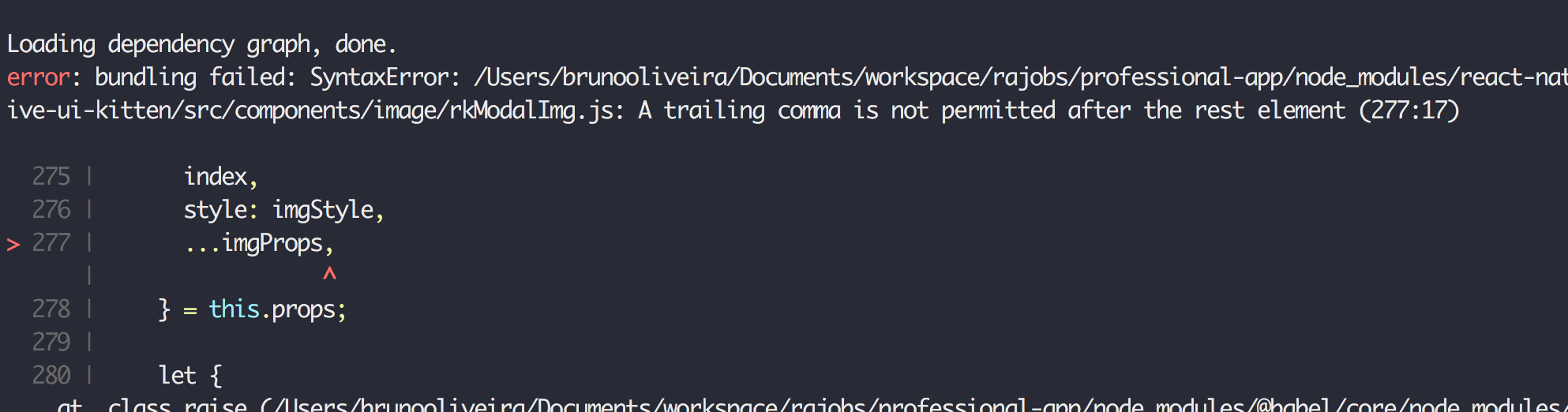 SyntaxError: A trailing comma is not permitted after the rest element · Issue #135 · akveo/react ...