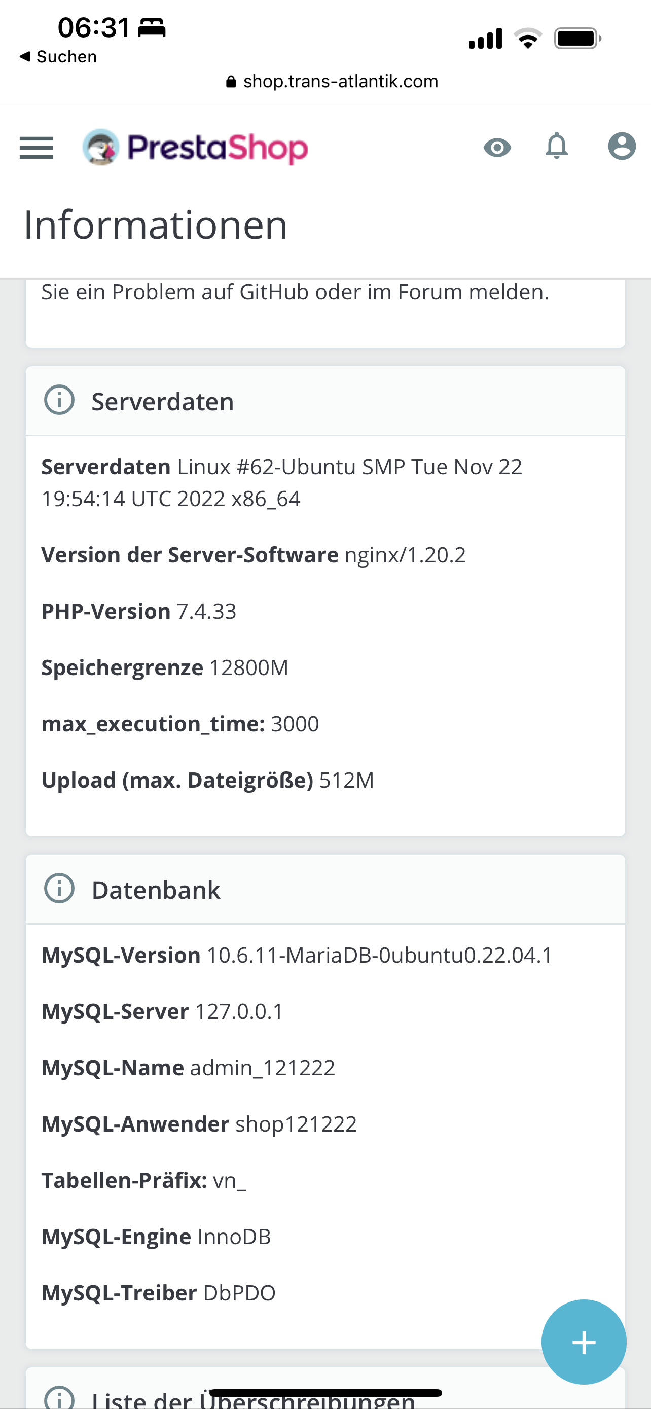 One Click Upgrade 4.15.0.: It's not possible to create a PHP session and no new version ...