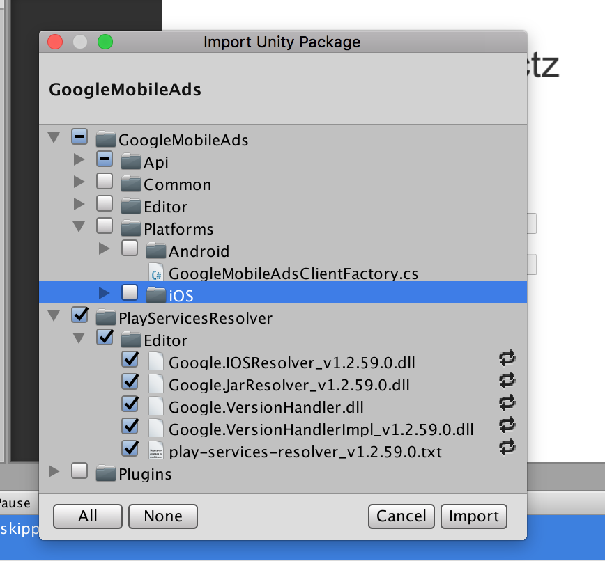 Cannot import all items from package in Unity 5.6.1f1 · Issue #562 · googleads/googleads-mobile ...