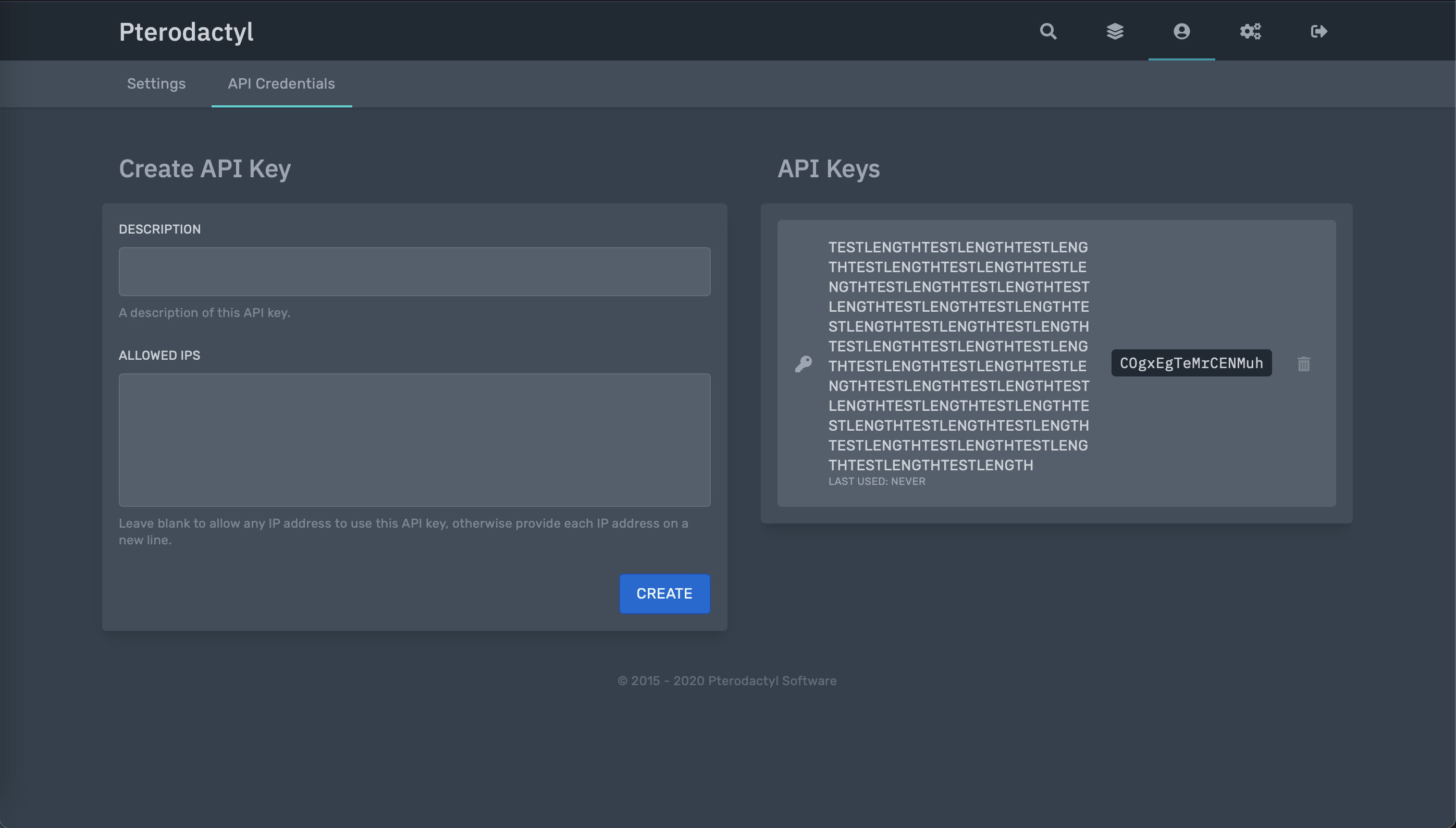 API credentials UI bug · Issue #2547 · pterodactyl/panel · GitHub