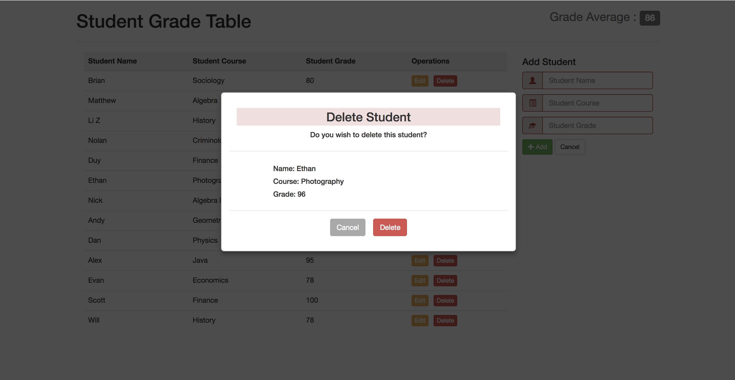 GitHub - dnguyen793/student-grade-table: Academic content management ...