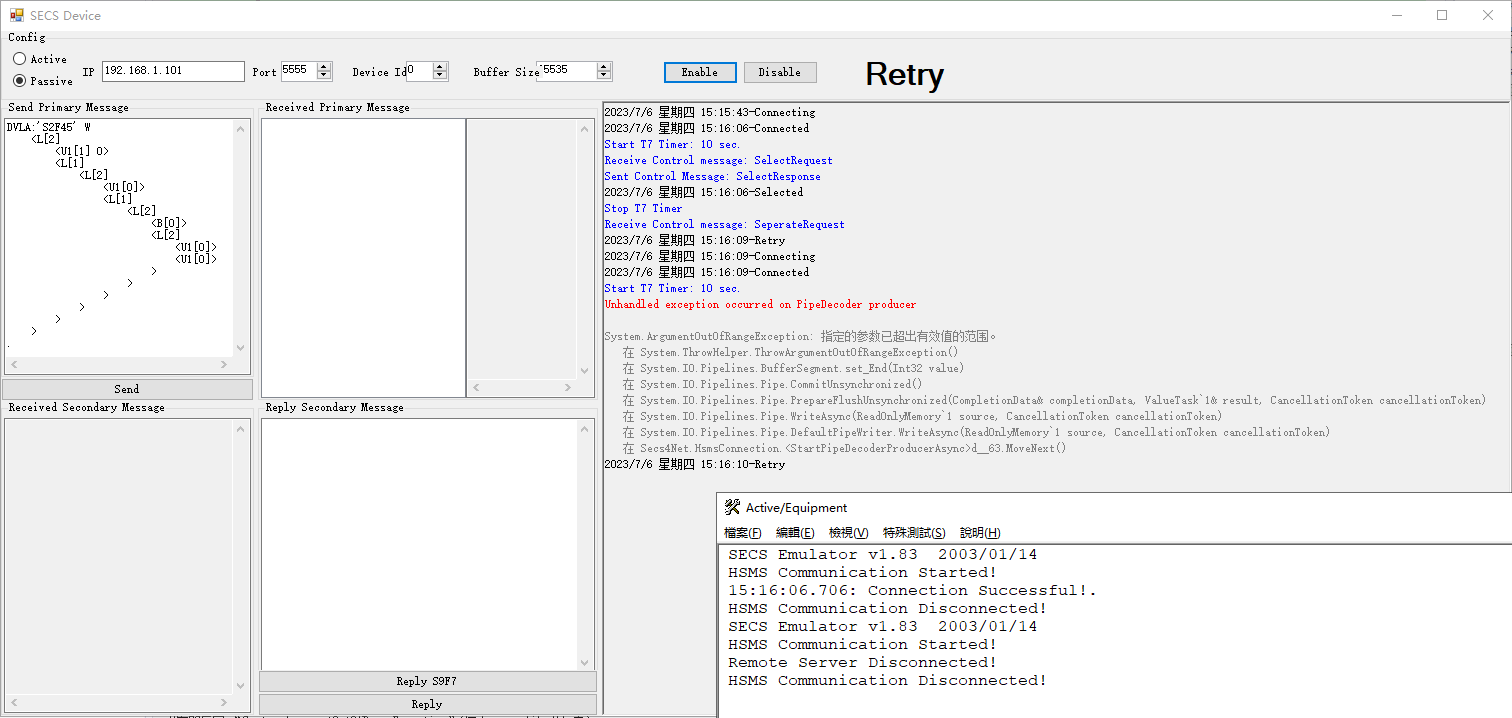I got Unhandled exception occurred on PipeDecoder producer · Issue #69 · mkjeff/secs4net · GitHub