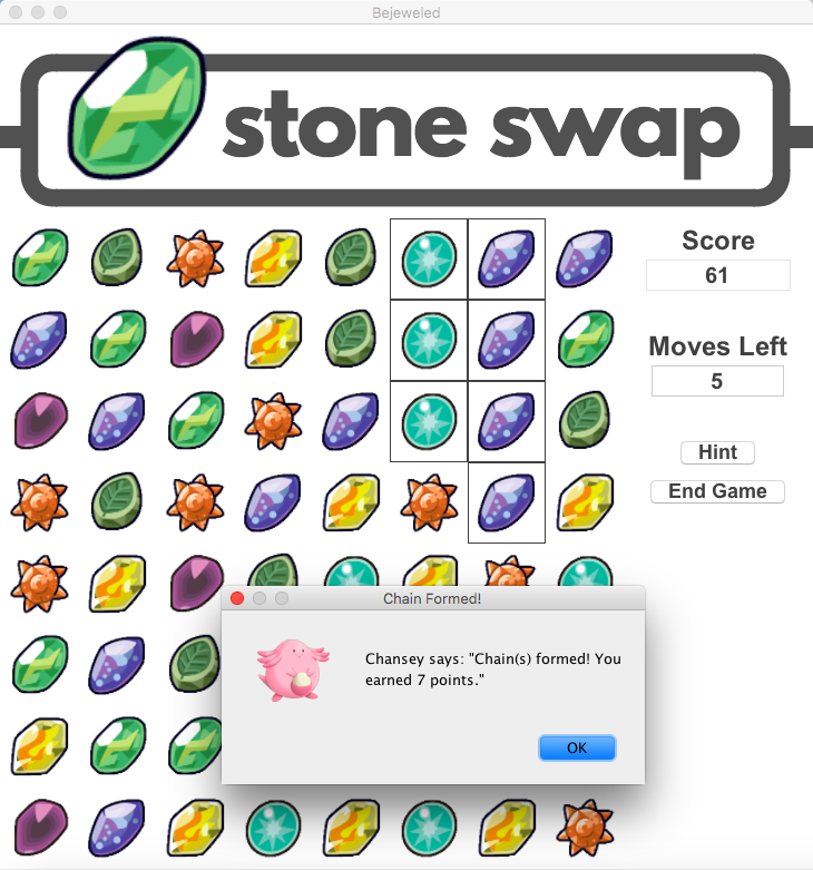 GitHub - alice-cai/stone-swap: Simplified version of the Bejeweled game. It includes a point ...