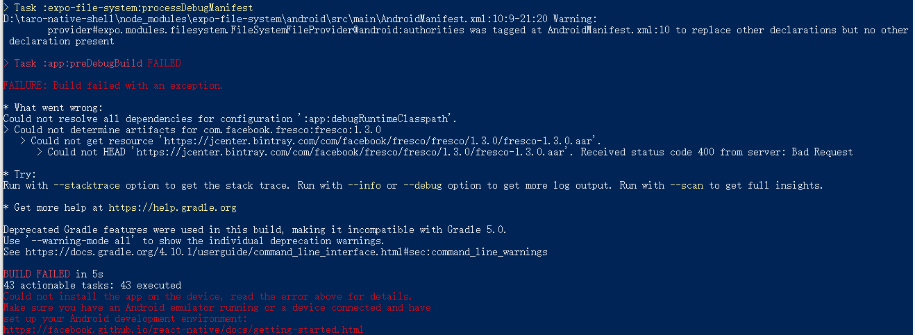 taro-native-shell Android运行报错 · Issue #4494 · NervJS/taro · GitHub