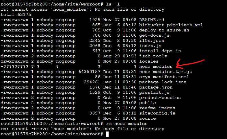 Failed to Remove _del_node_modules · Issue #421 · microsoft/Oryx · GitHub