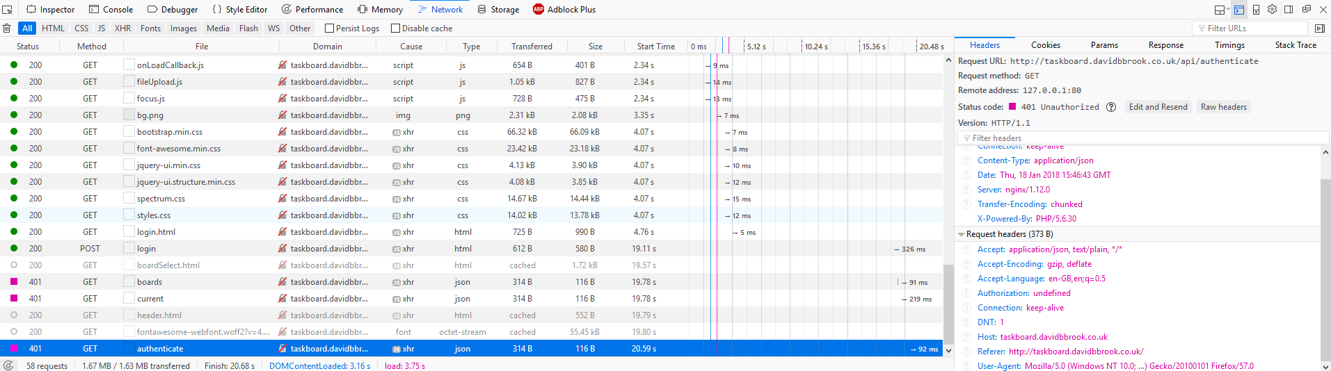 Taskboard on Windows NGINX - Error: $scope.currentUser is undefined ...