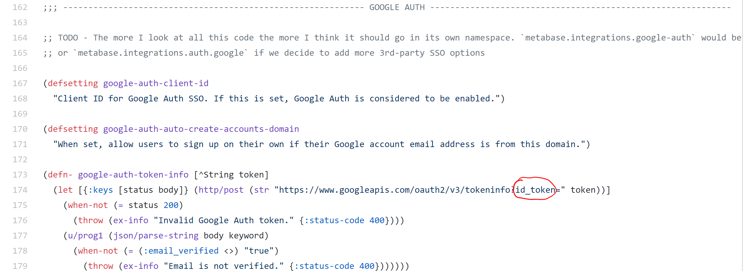 Obtaining a session token from /api/session/google_auth requires an id_token, rather than an ...