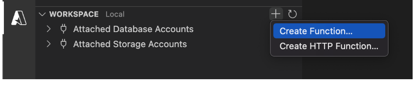 Missing the "+" sign, used to add a new Azure Function · Issue #3287 · microsoft/vscode ...