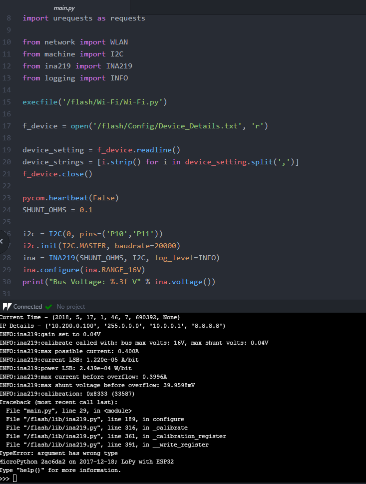 LoPy ESP32 Port · Issue #1 · chrisb2/pyb_ina219 · GitHub LoPy ESP32 Port · Issue #1 · chrisb2/pyb_ina219 · GitHub
