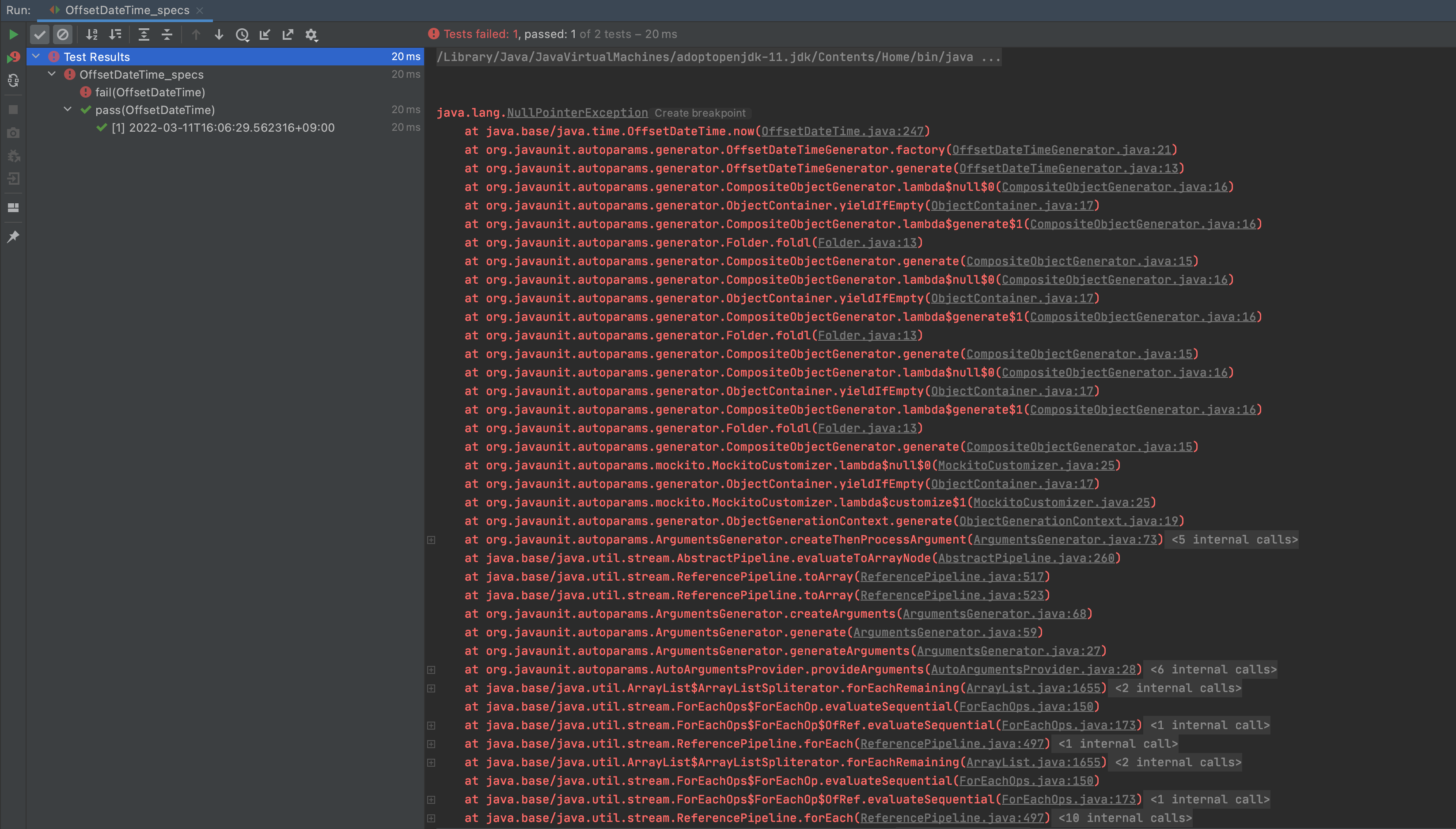 MockitoCustomizer를 등록하면 OffsetDateTime 타입 데이터를 생성하지 못하는 문제 · Issue #281 · AutoParams/AutoParams ...
