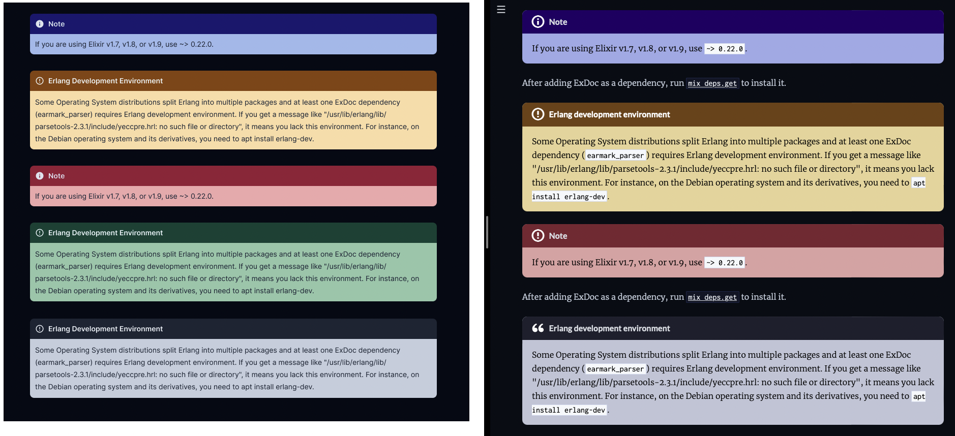 Admonition Block For Dark Mode · Issue 1522 · Elixir Lang Ex Doc · Github