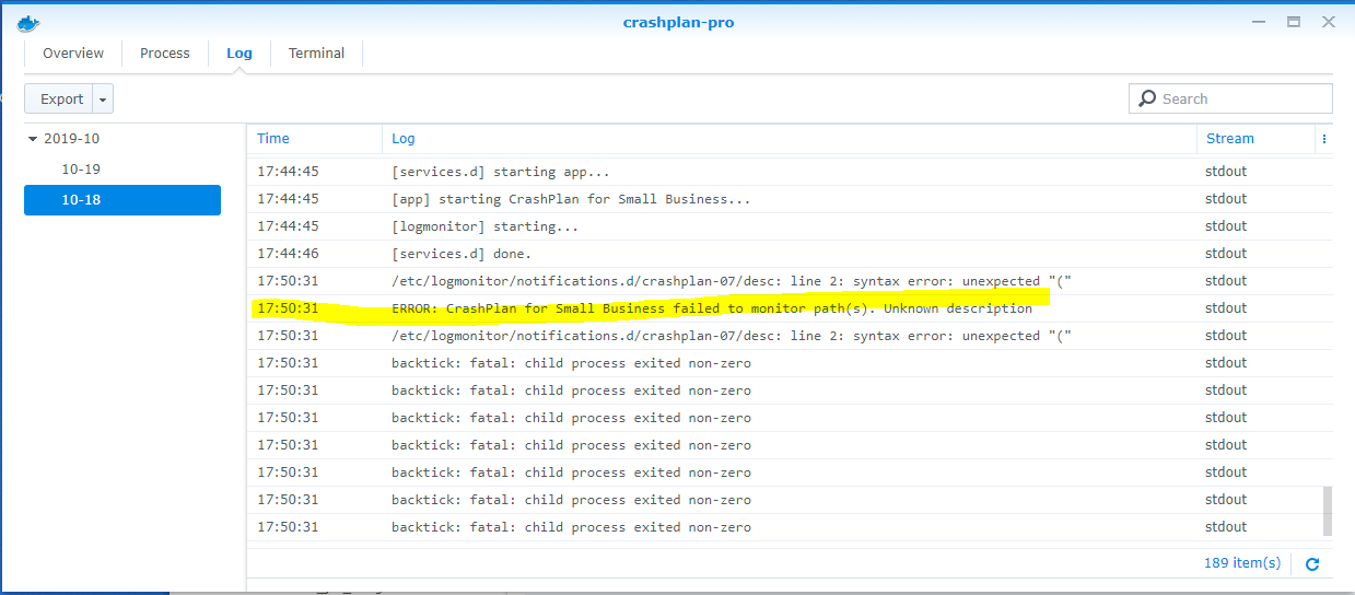 Getting "Crashplan Filed to Monitor Paths Error" starting a few days ago · Issue #205 · jlesage ...