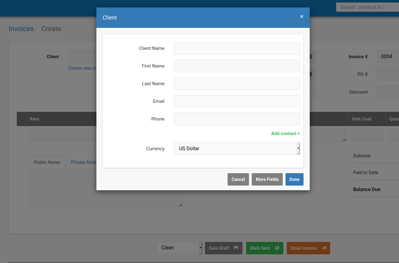 Add client dialog while creating invoice V5 · Issue #254 · invoiceninja ...