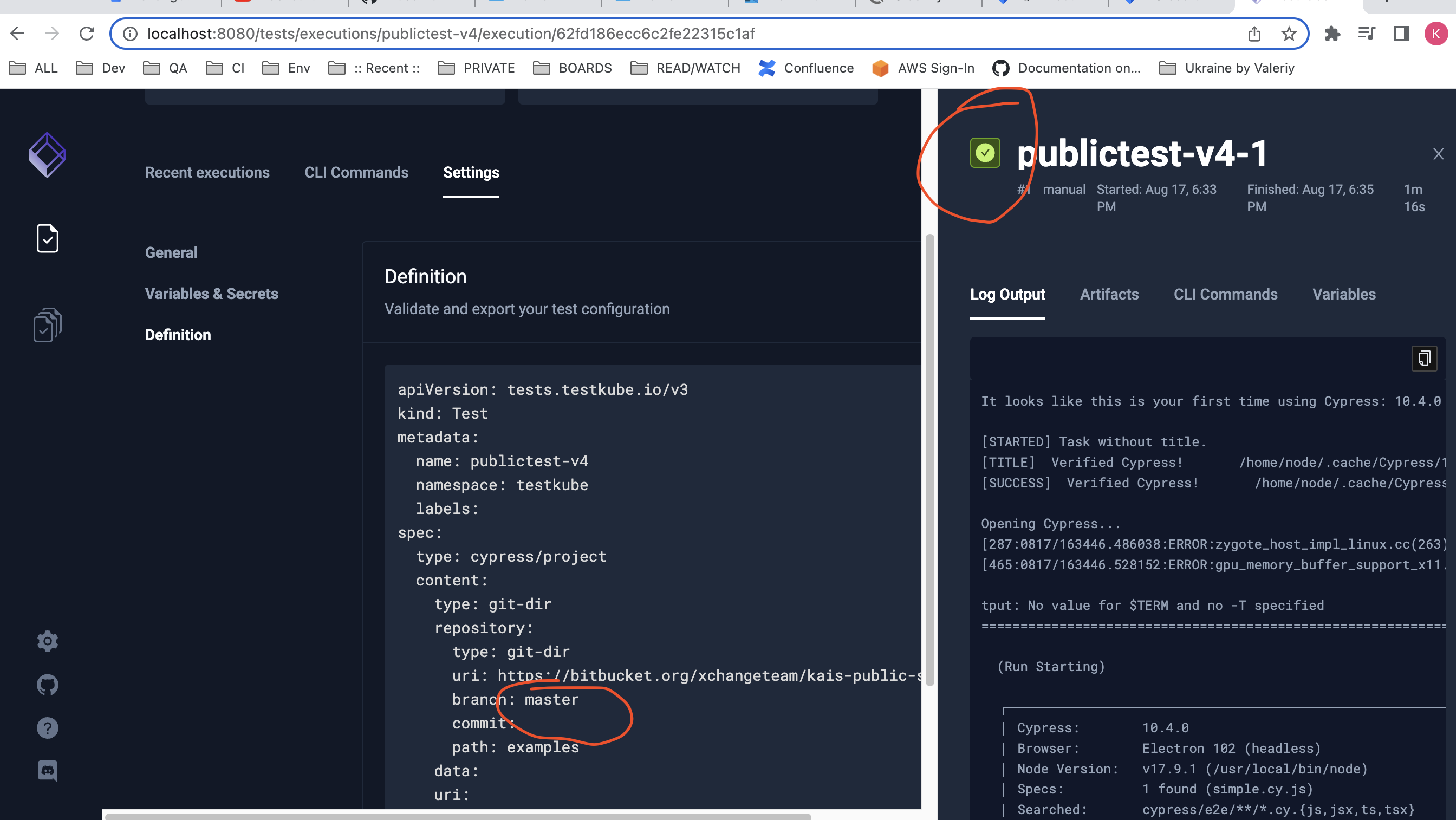 Documentation on how to use a Cypress project with a PRIVATE (bitbucket) git repository is ...