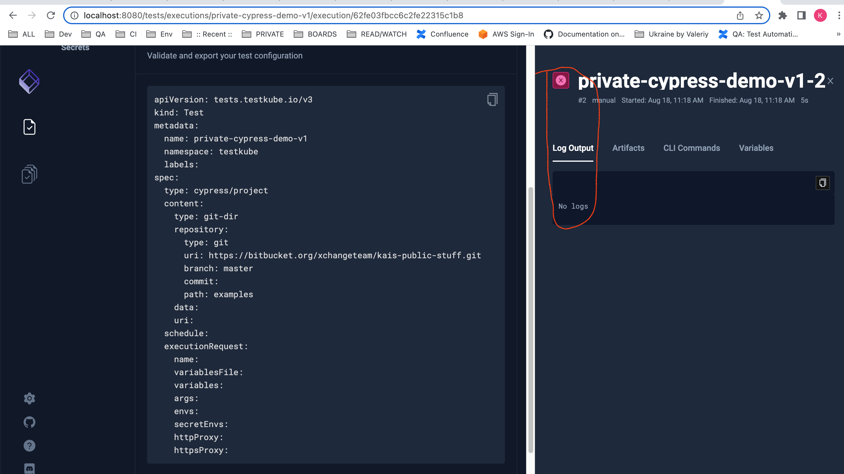 Documentation on how to use a Cypress project with a PRIVATE (bitbucket ...