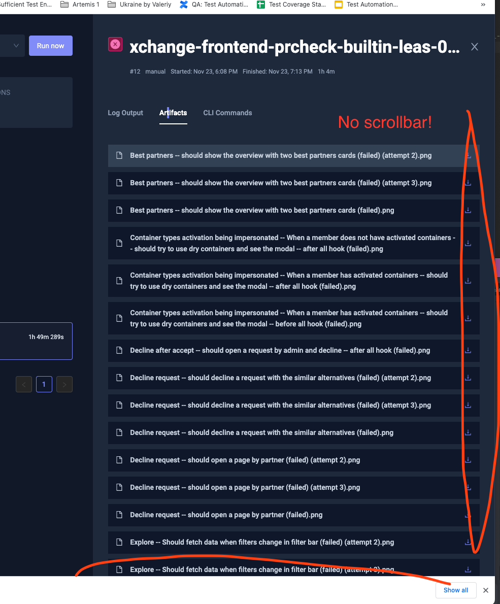 Dashboard/Cypress executor: Cannot see all artefacts in case of many failures · Issue #2795 ...