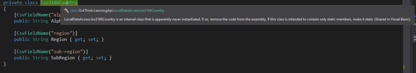 CA1812 - Generates false positive when using a type as a type parameter ...