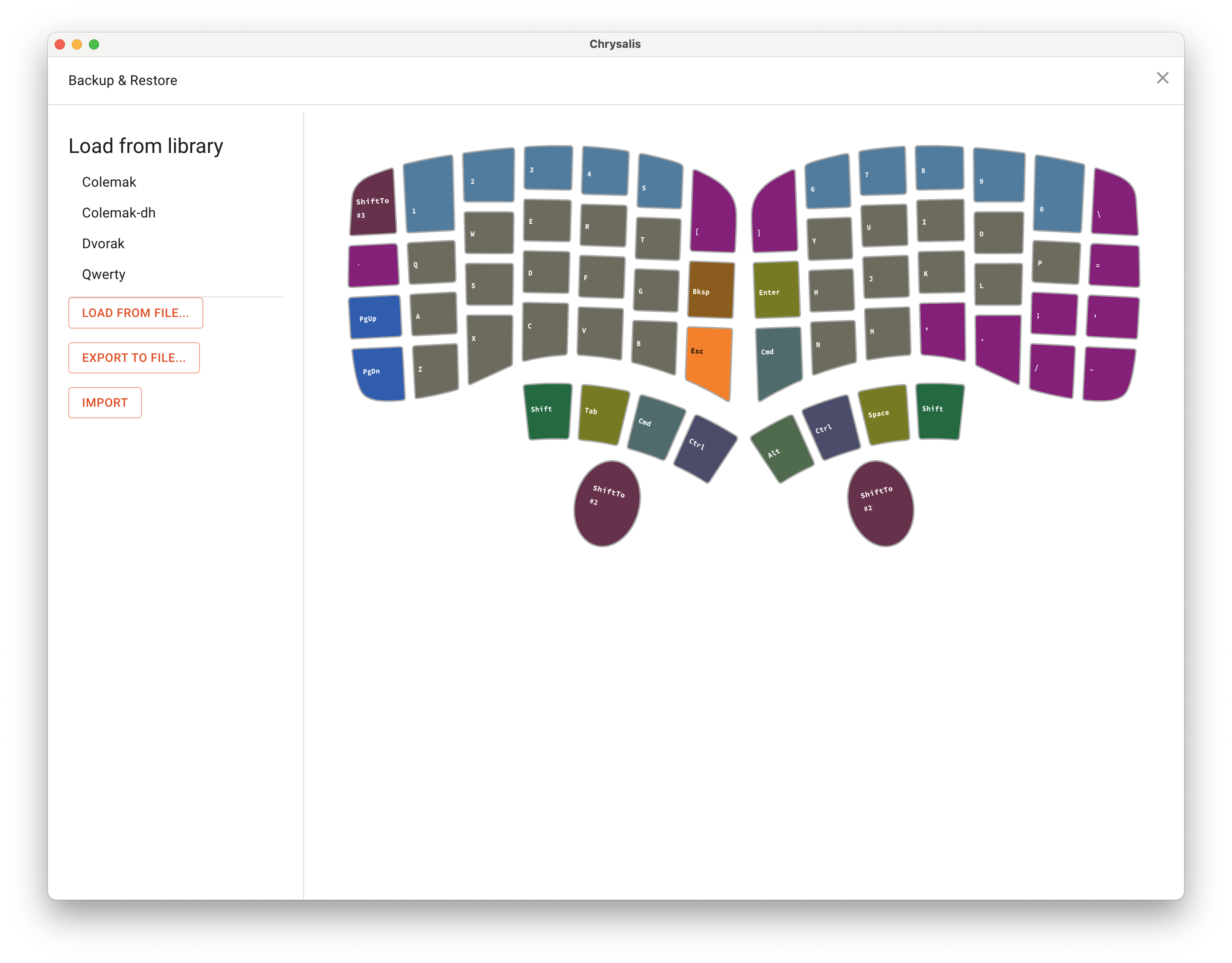 Importing an existing layout doesn't update colors · Issue #1059 · keyboardio/Chrysalis · GitHub