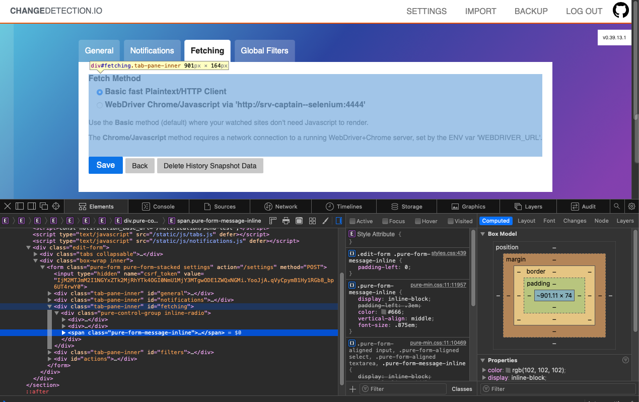 Missing webdriver settings · Issue #622 · dgtlmoon/changedetection.io · GitHub