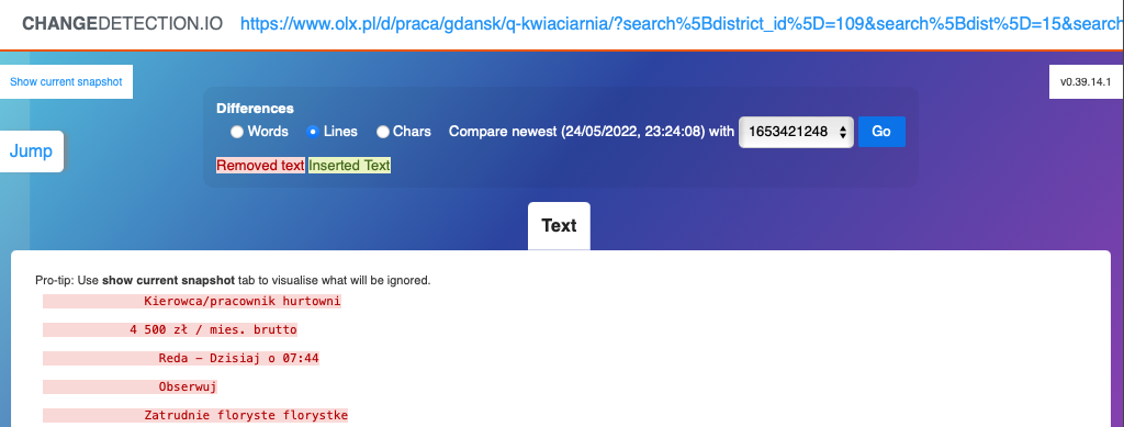 [Bug] No screenshot tab in diff view · Issue #630 · dgtlmoon/changedetection.io · GitHub