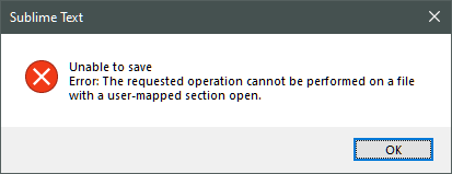 The requested operation cannot be performed on a file with a user-mapped section open. · Issue ...