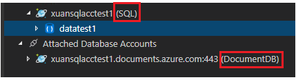 The displayed type for the attached SQL account is inconsistent with original account type ...
