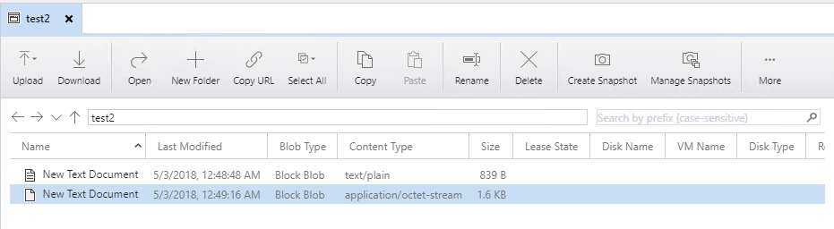 Saving a blob with no extension shows duplicate item after selecting 'Upload' in the 'File ...