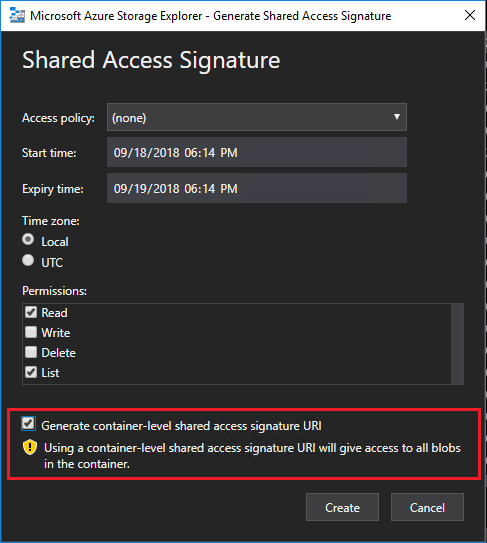 Fail to view the parent blob container after attaching the blob with 'Generate container-level ...