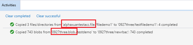 The log message shows an extra '.blob.' when attempting to copy blobs ...