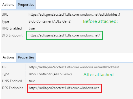 The value of DFS Endpoint misses a slash for the attached ADLS Gen2 blob containers · Issue ...