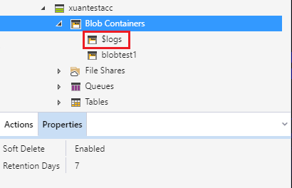 The blob container named '$logs' appears after enabling the soft delete policy · Issue #1478 ...