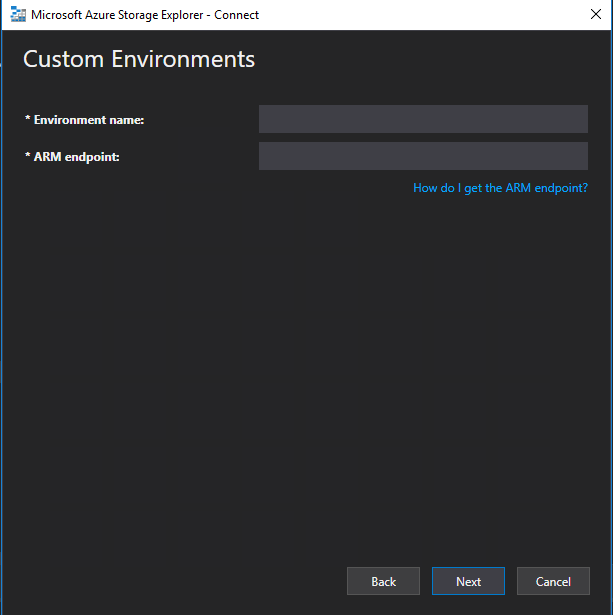 Disable the 'Next' button when the Environment name/ARM endpoint is invalid on 'Custom ...