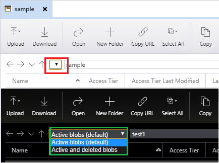 'Active blobs/Active and deleted blobs' are missed on the dropdown of container editor · Issue ...
