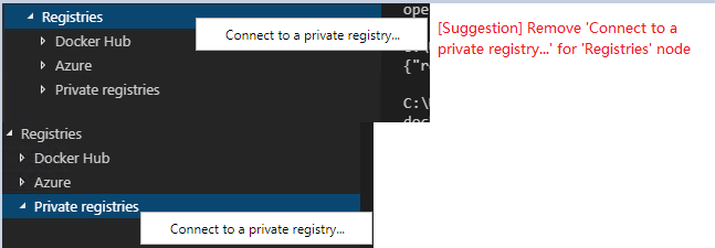 [Suggestion]Remove 'Connect to a private registry...' for 'Registries' node · Issue #419 ...