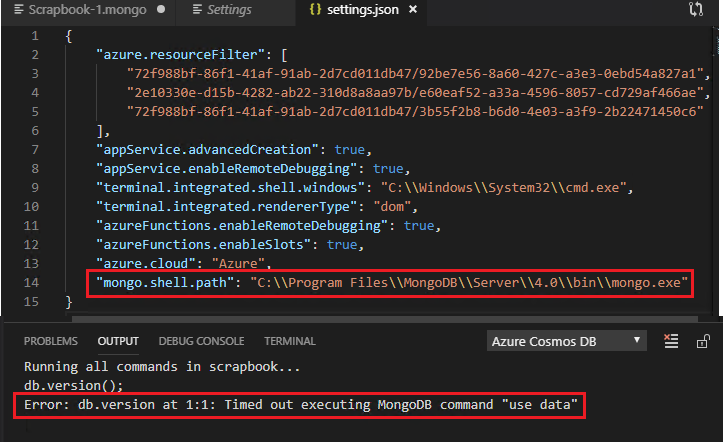 Fail to run 'db.version();' with an error (Windows) · Issue #988 · microsoft/vscode-cosmosdb ...